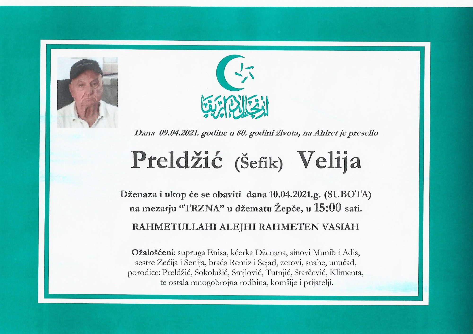 Dženaza - Velija Preldžić - Medžlis IZ Žepče